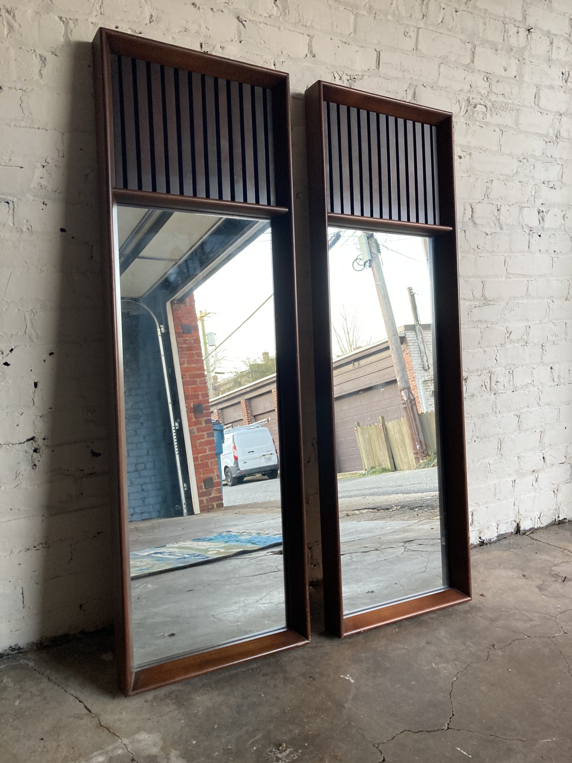 pair of walnut and rosewood mcm mirrors - commodity fetish